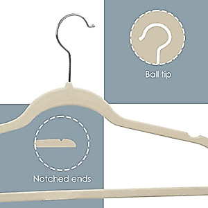 Velvet Slim Non-Slip Hangers (10 Pack) Ivory by Home Basics