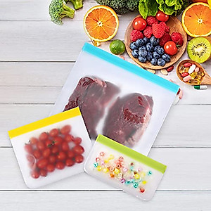Reusable Ziplock Bags Silicone Dishwasher Safe, 12 Pack BPA FREE Reusable Freezer Bags, Reusable Sandwich Kids Snack Bags, Leakproof Reusable Food Storage Bags for Lunch, 2 Gallon 6 Sandwich 4 Snack