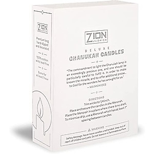 Festive Hanukkah Candles Box of 45 Multi-Blue Candles Thin Chanukah Menorah Candles with Prayer Card & DIY Dreidel Fits Standard Menorahs for All 8 Nights of Hanukah by Zion Judaica