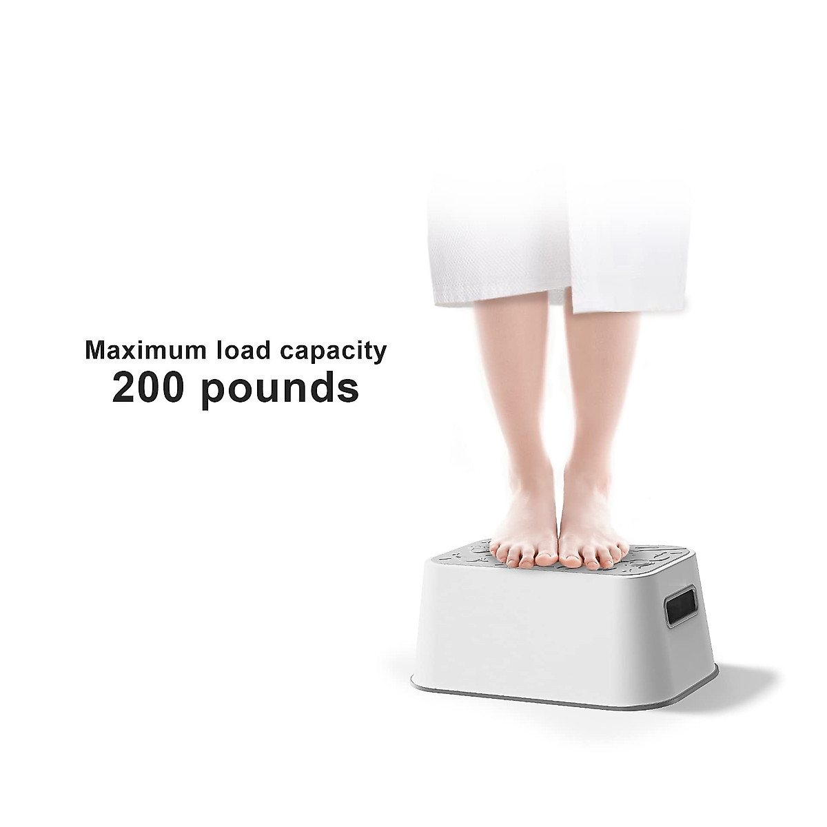 UNCLE WU Kids Step Stool - Lightweight and Easy to Clean - Bathroom Safety Bottom as Potty Training Stool - Slip-Resistant Surface1 Step Stool for Kids/Adult (Gray White)