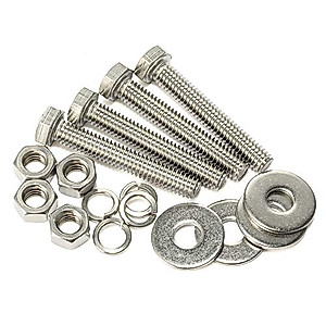 M10-1.5 x 60mm Hex Head Bolts, Hex Nuts, Extra-Large and Thick Flat & Lock Washers, Fully Threaded, 304 Stainless Steel, 4 Sets