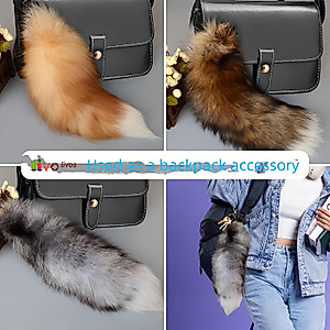 Iivos Fluffy Therian fox Tail Keychain - Soft Fur, Realistic Colors, Durable, Perfect for Cosplay, Renaissance Fairs (1, Sun Fox)