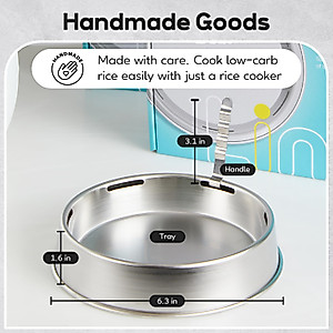 Linki Low-Carb Low-Sugar Rice Cooker Inner Pot Tray Korean Premium ST304 Stainless Steel Reduce Carbohydrates by 20%. Perfect Fit in 4-6 Cups Rice Cooker, Made in Korea (Cook up to 3 servings with low-sugar rice)
