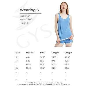 GYS Women's Pajamas Set - Viscose Made from Bamboo, Tank Top and Shorts Set Pjs Summer Sleepwear with Lace Trim, Pink, Large