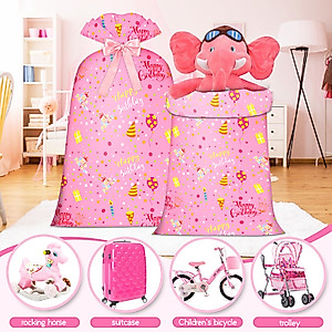 Extra Large Gift Bag for Girl Birthday Gift Bag Jumbo Gift Bag,Bday Pink Gift Bag Giant Gift Bag Plastic Oversized Gift Bag Huge Gift Wrap Bag Birthday Bag Wrapping Bag for Large Gift(48inch 1Pack)