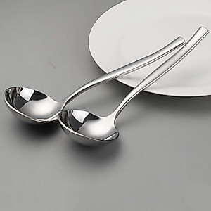 Vababa 4-Piece Stainless Steel Gravy Soup Spoon, Small Soup Ladle Set