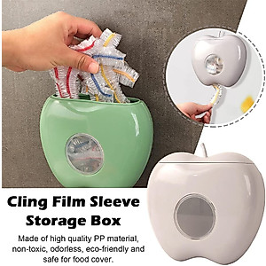 Plastic Wrap Storage Box,Cling Film Sleeve Storage Box,Fresh Keeping Bag Storage Box with 100 Pcs Cling Films, Multi-functional Preservation Box Punch-Free Wall-Mounted Kitchen Organizer (2pcs-B)
