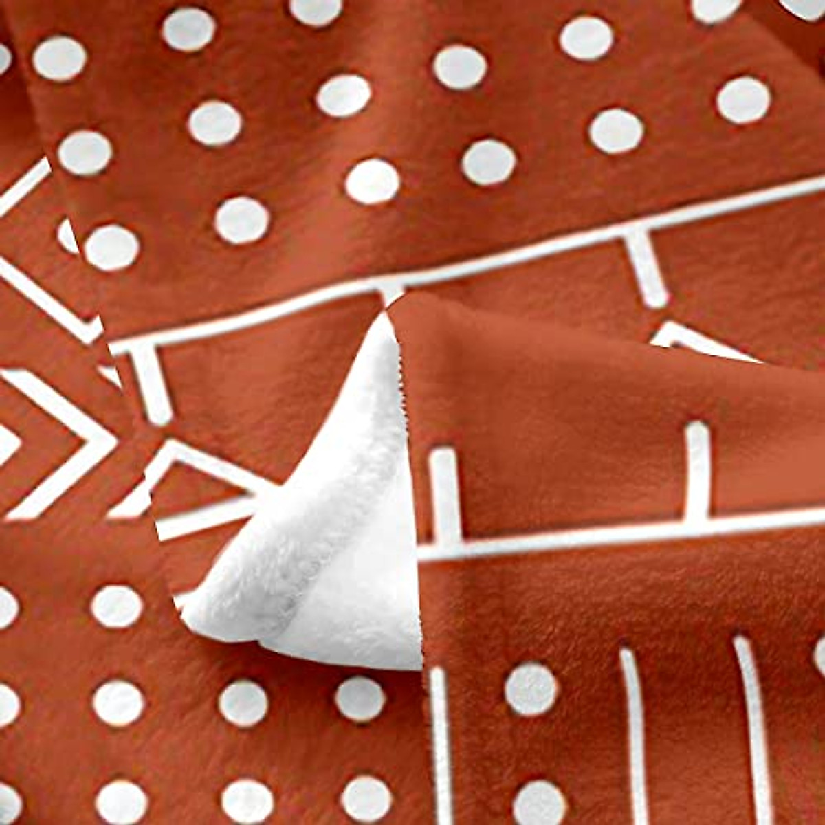 Feelyou Exotic Geometric Throw Blanket Ethnic African Inspired Boho Plush Blanket for Women Men Soft Rusty Red Stripe Line Fleece Blanket Arrow Fuzzy Blanket Room Decor Flannel Blanket Queen 90"x90"