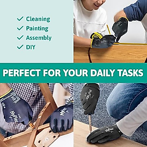 HyFlex 11-840 Ergonomic Abrasion-Resistant Nitrile Foam Industrial Gloves for Automotive, Fabrication, EMS, Utilities - Size 9, Black (12 Pairs)