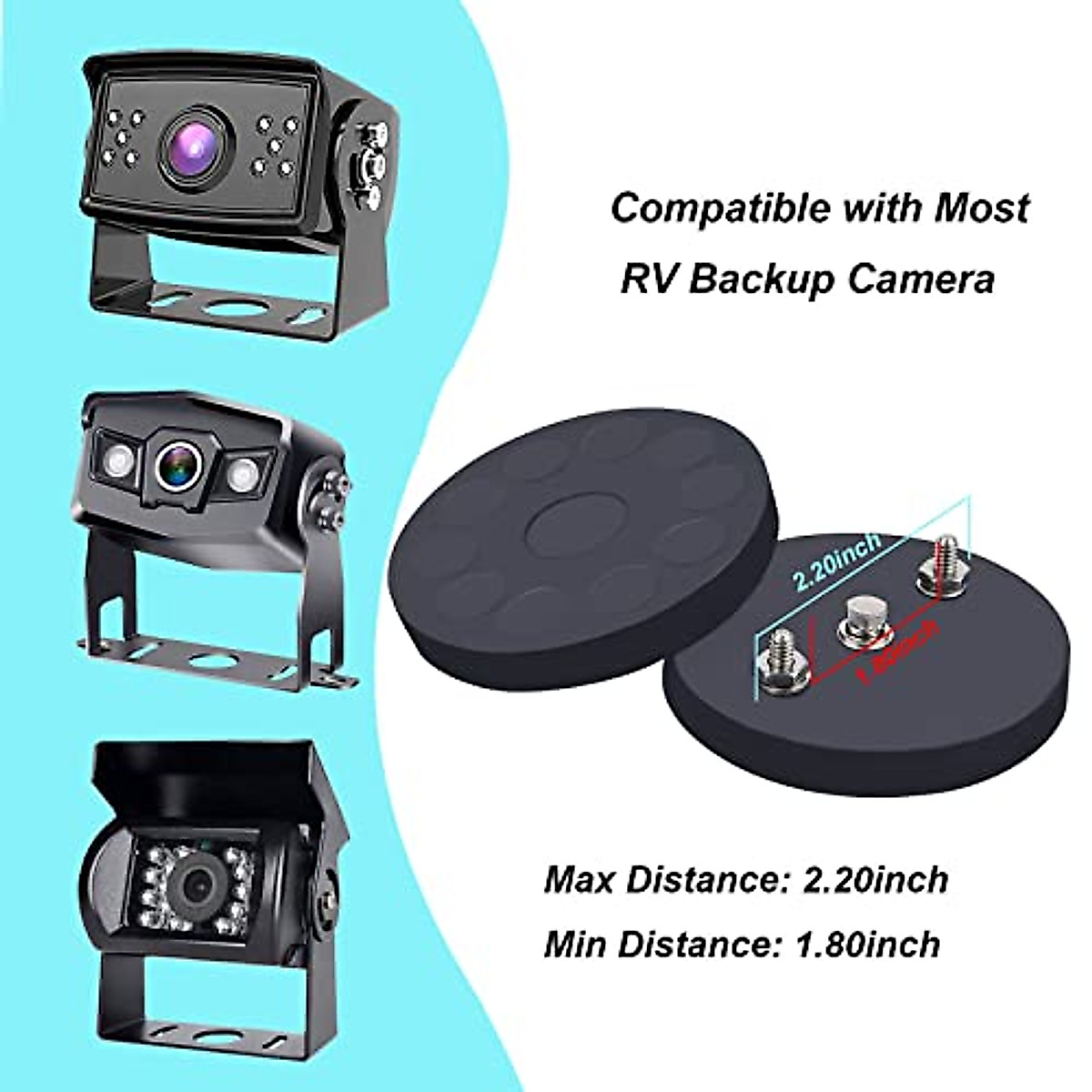 SKNOOY Magnetic Backup Camera Mount Base No Drilling, 2 Pack Anti-Scratch Neodymium Magnet, 90 LB Non-Damage Strong Magnetic Holder DVR Monitor System Mounting Base for RVs,Trailers,Trucks,Harvester