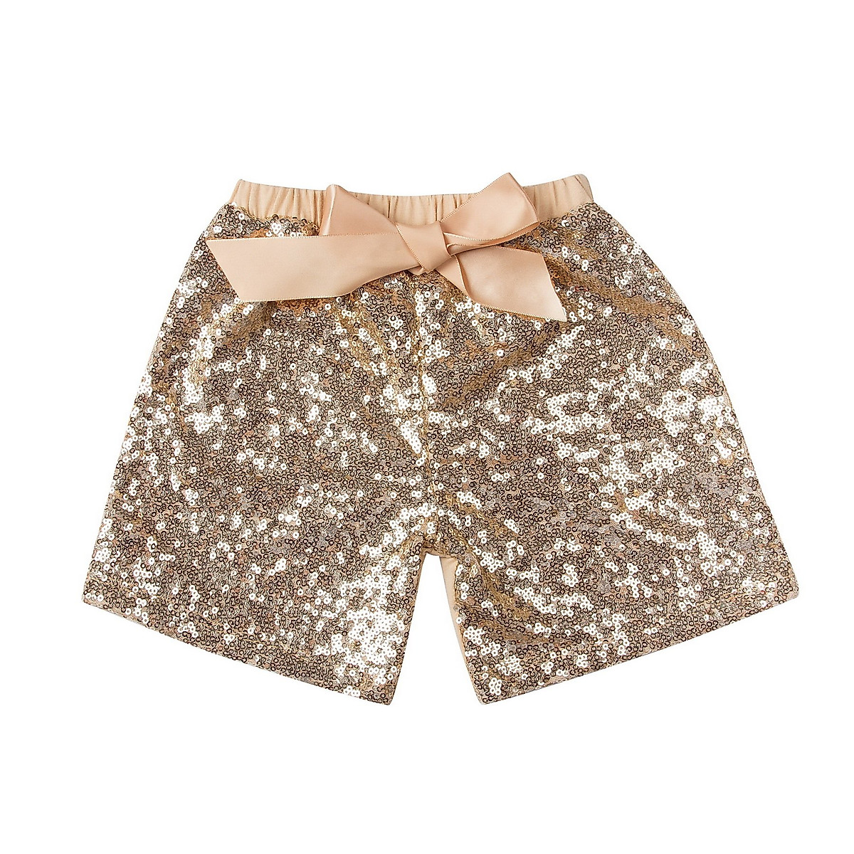 Messy Code Baby Girls Shorts Toddlers Short Sequin Pants Newborn Sparkle Shorts with Bow , Gold, XL(3-4Y)