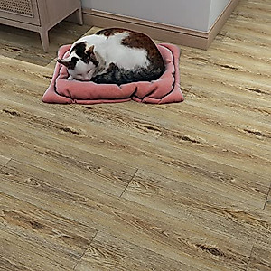 LaCheery 6"x36" 36 Tiles Bathroom Floor Tiles Peel and Stick Wood Flooring Tiles Vinyl Floor Stickers Peel and Stick Waterproof Flooring Planks Stick on Floor Tile Cover Temporary Flooring for Renters