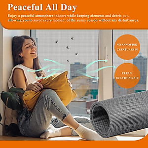 2PACK MAGZO Window Screen and Screen Door Replacement Mesh, 48" W x 99" L, Upgraded Polyester, Net Netting Curtain Wire Repair for Camper/Sliding Glass/Patio/French/Balcony/Back Windows Doors, Grey