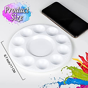 Round Paint Tray Palettes, FANDAMEI Plastic Paint Tray Palette, Paint Palettes Paint Pallets with 10 Wells for Adults & Kids, for Painting or DIY Craft Class, White, 2 PCS