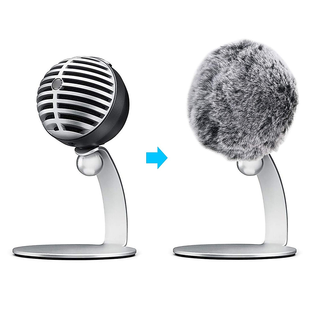 Microphone Windscreen - Furry Windscreen Muff Wind Cover Custom Fit for Shure MV5 Condenser Microphone