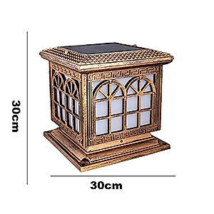 HSCW Flat-Topped Double Arches Solar Outdoor Light Waterproof Decorative Outside Wall Lamp Gate Pillar Stigma for Home Garden Column Street Lights Time: 8-12 Hours