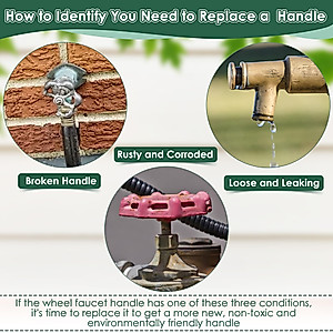 2 Pack Outdoor Faucet Handle, Water Spigot Handle Compatible with Danco 10006, Hose Bib Handle with Adapter and Screws for 8&12 Point Round Broach, 0.26", 0.28", 0.31"&0.38" Square Broach, Silver