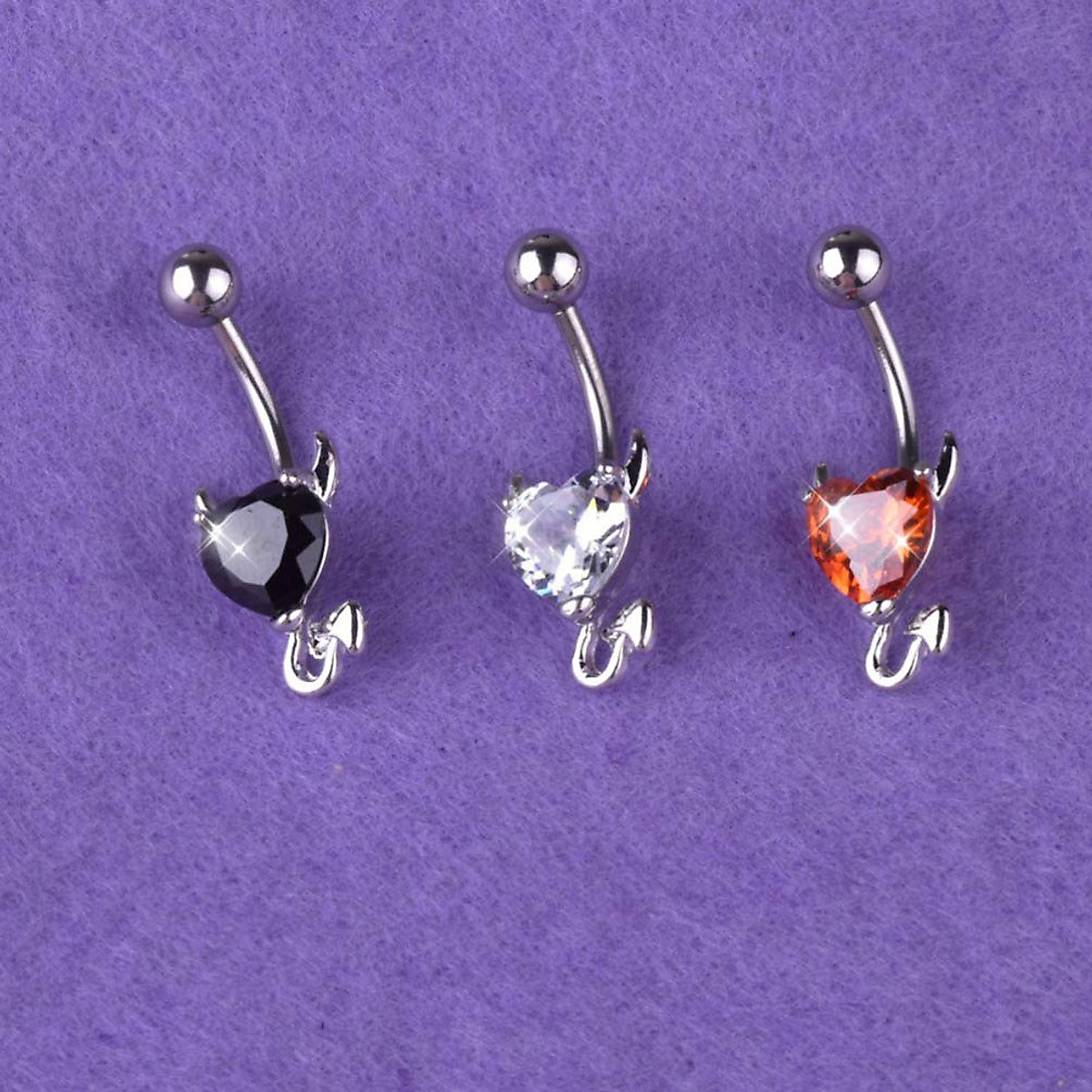 Devil Heart Belly Button Rings Navel Rings Steel Bar Stud Belly Navel Piercing Jewelry