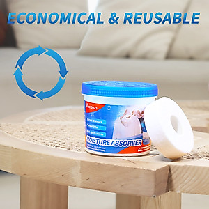 Vacplus Moisture Absorbers Dehumidifier Bucket -Unscented for Closet, Highly Absorbent for basements, bathrooms, boats, RVs, 10.5 OZ Replaceable, 6 PACK