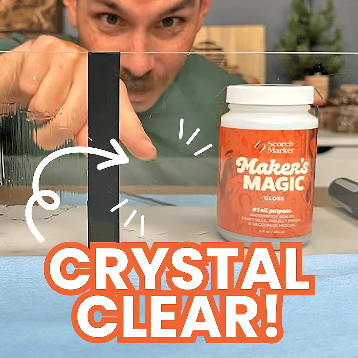 SCORCH MARKER - Maker’s Magic Sealer, All Purpose Glue, Waterbase Glue, Sealer, & Finish for Decoupage, DIY Crafts, & Art Projects, Craft Glue, w/Quickest Dry & Cure Time, Gloss Finish, 8Oz (1 Pack)