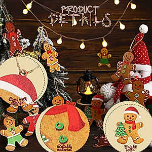 36pcs Christmas Wooden Gingerbread Man Ornaments Gingerbread Wood Ornament Ginger Man Christmas Tree Hanging Decorations Gingerbread Figurines Pendant Presents for Xmas Home Party Favor Supplies
