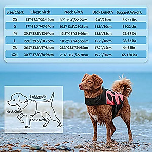ASENKU Dog Life Jacket Pet Safety Vest Ripstop Flotation Pet Swimsuit Preserver with High Buoyancy and Durable Rescue Handle for Small, Medium, Large Dogs （Red, L