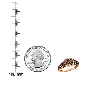 LE VIAN 1/2 Carat Chocolate and White Diamond Statement Cluster Ring for Women in 14k Rose Gold (Brown/G-H, VS2-SI1, cttw) Promise Anniversary Ring Size 7 by LeVian