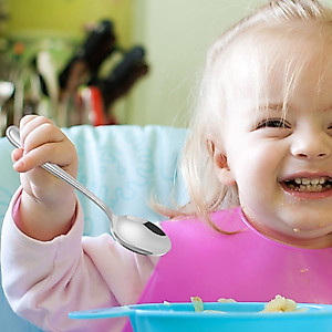 LIANYU 9-Piece Toddler Spoons, Kids Baby Spoons Self Feeding, Stainless Steel Children Silverware Set for 2-10 Year Old, Preschooler Cutlery Flatware Set for Home School, Dishwasher Safe