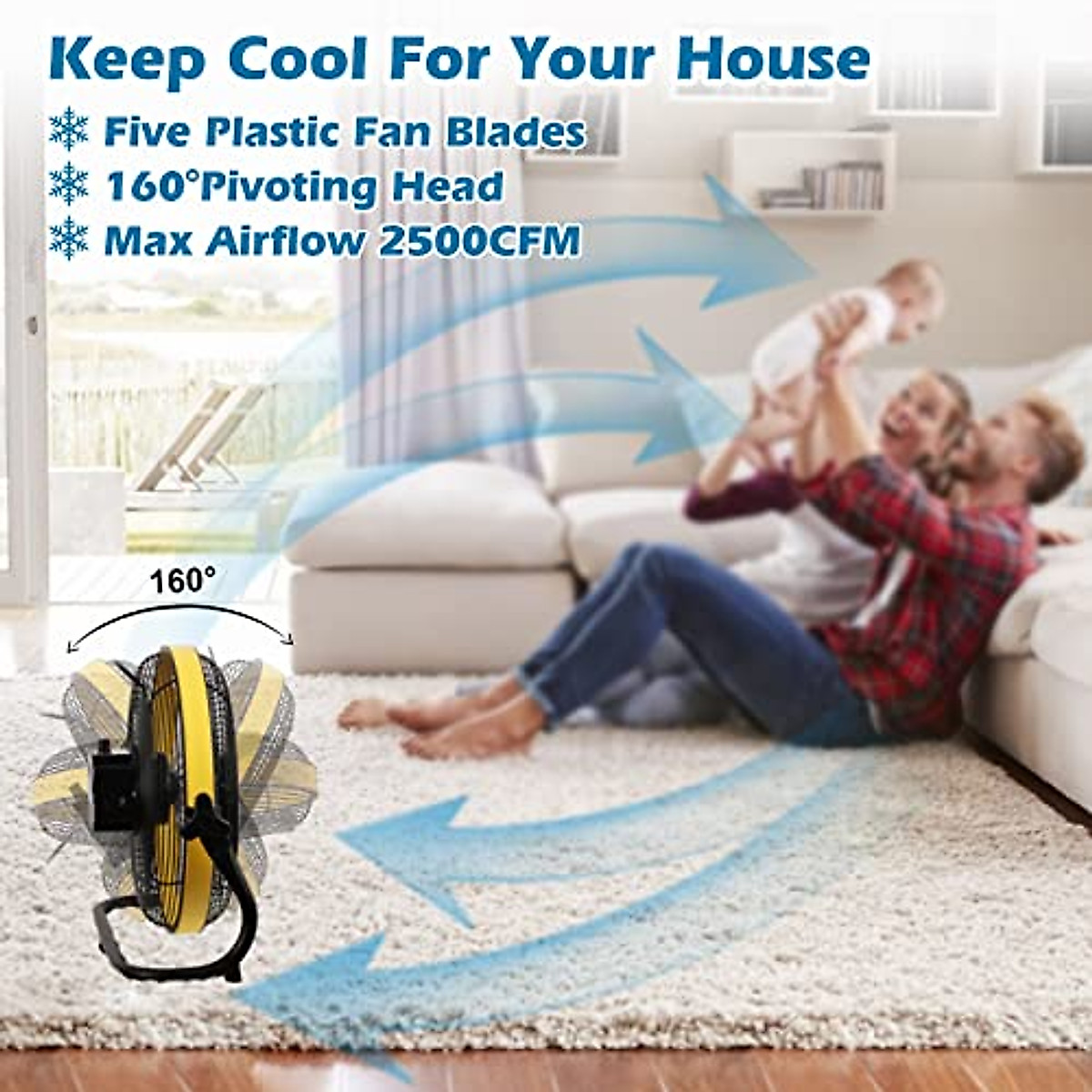 Smartele 12” Floor Fan,12500mAh Battery Operated Fan,Up to 30 Hours Travel Fan,Portable Fan Rechargeable for Outdoor Camping Golf Car Travel Hurricane Garage Industrial Indoor