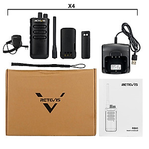 Retevis RB85 Long Range Walkie Talkies, High Power 2 Way Radios with Shoulder Mic, Long Distance Two Way Radios, Noise Canceling, Compact, for Work Warehouse Hotel(4 Pack)