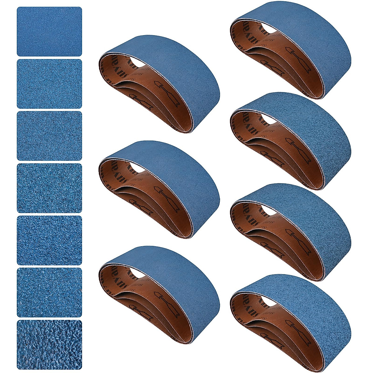 Aolabela 3x21 Inch Sanding Belts 21 Pcs 7 Grits Sizes (3 Each of 40/60/80/120/150/240/400 Grits) Heavy Duty Belt Sander Zirconia Belt Sander Paper for Wood, Metal, Stainless Steel, Cars, and Furniture