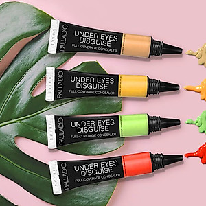 Palladio Full Coverage Concealer, Under Eyes Disguise, Creamy Face and Eye Concealer, Evens Skin Tone, Conceals Blemishes, Dark Circles and Fine Lines, Use with Concealer Brush, Toffee