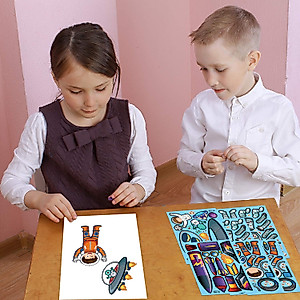 Konsait 48Sheets Outer Space Make Your own Stickers, Make A Face Stickers Solar System Universe Outer Space Theme Party Favor Stickers for Boys Girls Birthday Goodie Bag Filler School Rewards