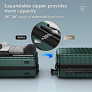 SHOWKOO Luggage Sets Expandable ABS Hardshell 3pcs Clearance Luggage Hardside Lightweight Durable Suitcase sets Spinner Wheels Suitcase with TSA Lock (Dark Green)