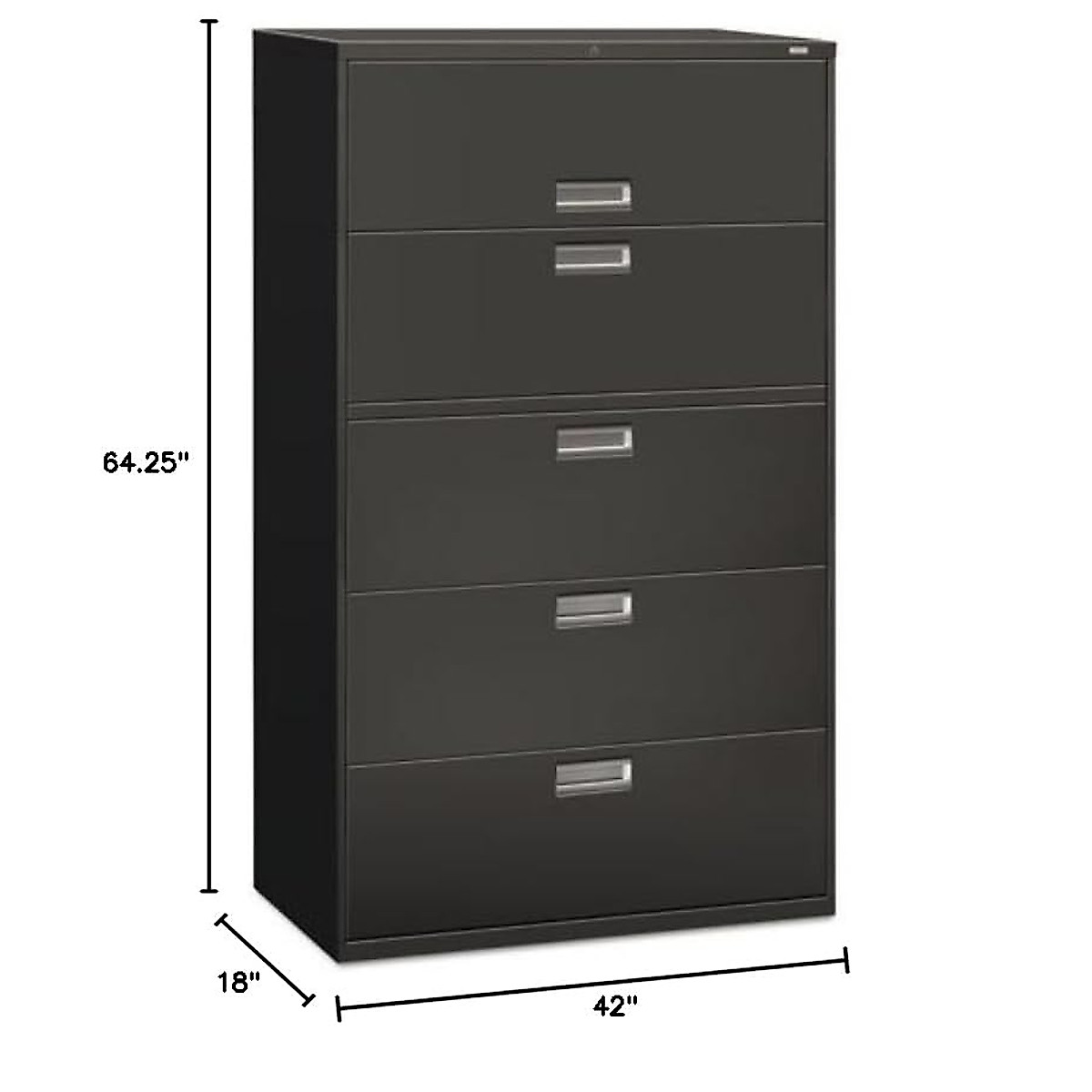 HON 600 Series 42 Inch Four Drawer Lateral File Plus One Roll Out Shelf