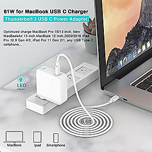 SZPOWER 61W USB C Charger Power Adapter for MacBook Pro 13, 14, 15, 16 inch 2022, 2020, 2019, 2018, New MacBook Air 13 inch, Thunderbolt 3 Laptop Power Supply Type C, LED,6.6ft USB-C to C Cable