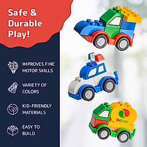 PREXTEX Building Toys for Toddlers - 60-Piece Building Blocks for Toddlers to Build Cars and Trucks - Easy-Grip, Child-Safe Design for 3 up - Creative STEM Learning and Fine Motor Skill Development