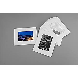 A PLUS MAX 8x10 White Picture Mat board with Core Bevel Cut Frame Mattes for 5x7 Pictures - Pack of 10