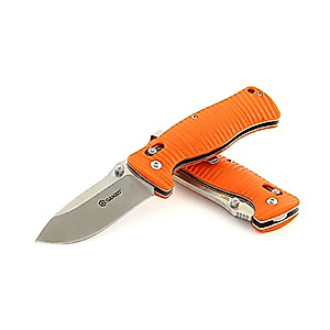 Ganzo G720-OR Tactical Pocket Folding Knife 440C Stainless Steel Blade G10 Anti-Slip Handle with Clip Fishing Hunting Outdoor Folder EDC Pocket Knife (Orange)