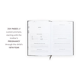 Promptly Journals, A Complete Childhood History: From Pregnancy to 18 Years Old (Navy Blue, Linen) | Baby Book and Pregnancy Journal | Baby Memory Book