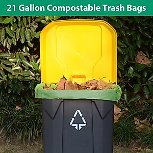 GreFusion Compostable Trash Bags 21 gallon,20 Count,Extra Thick 1.28 Mills,Fits13-25 gallon trash can, Extra Strong and thick,Compostable Lawn & Leaf Yard Waste bags,ASTM D6400,Bpi Certified