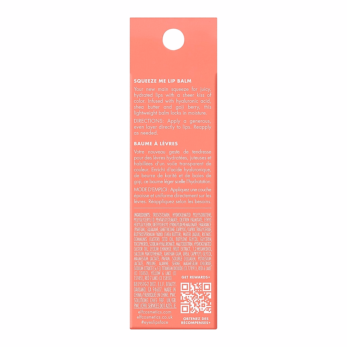 e.l.f. Squeeze Me Lip Balm, Moisturizing Lip Balm For A Sheer Tint Of Color, Infused With Hyaluronic Acid, Vegan & Cruelty-free, Strawberry