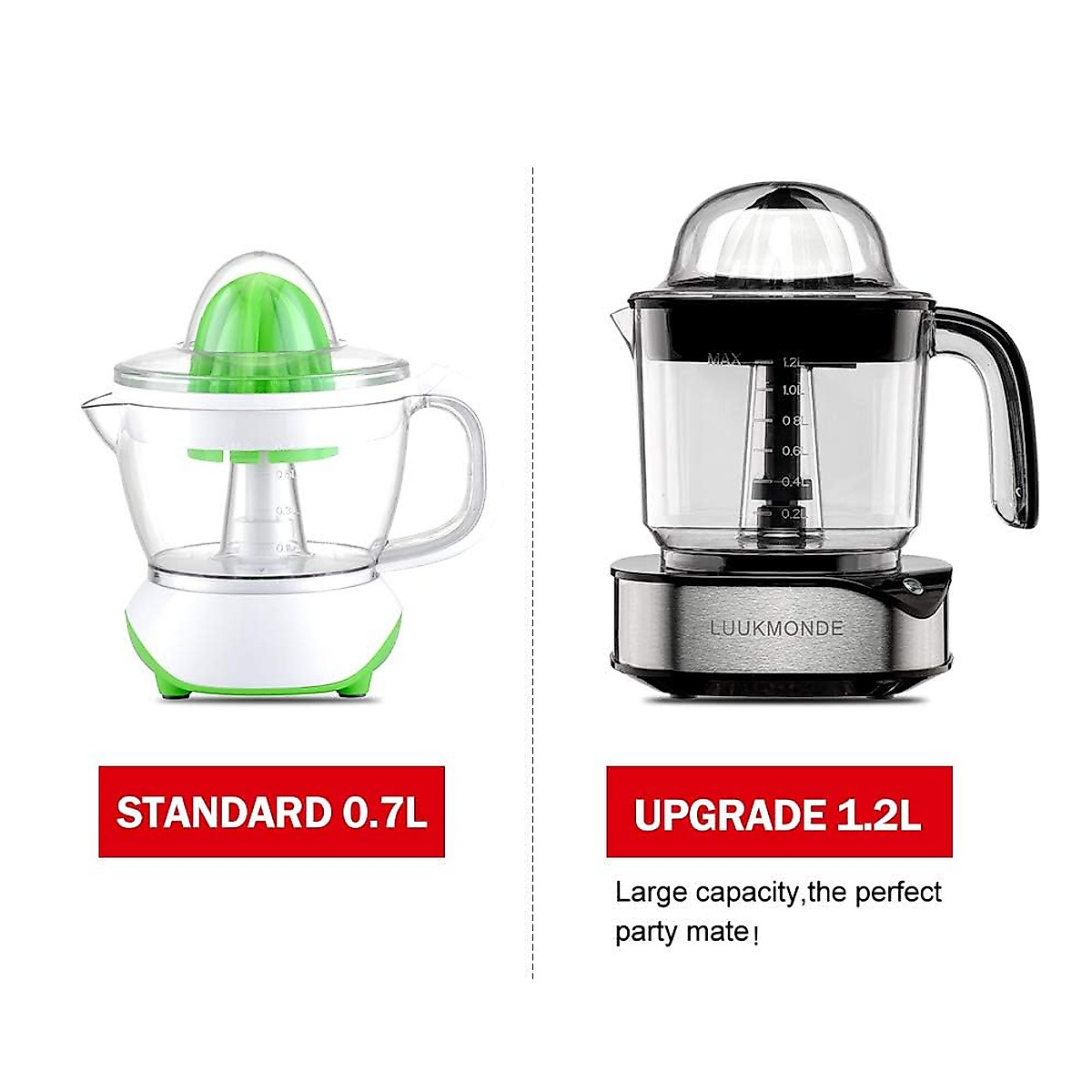 Electric Citrus Juicer 1.2L Large Volume, Orange Juicer with Powerful Motor and LED Working Lamp, Electric Lemon Squeezer for Orange Lemon Lime Grapefruit by LUUKMONDE