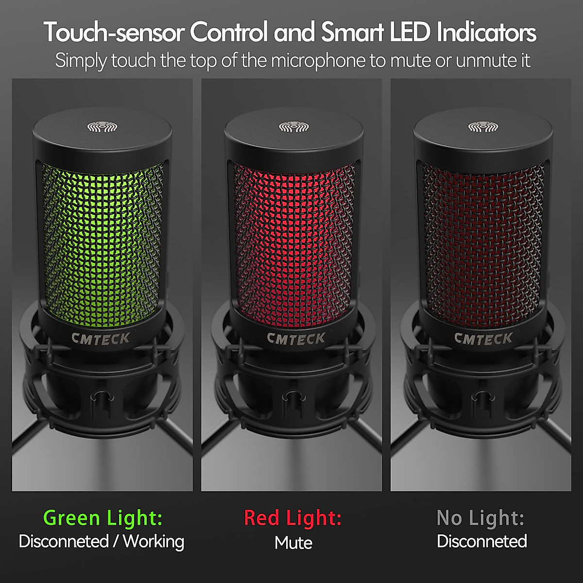 CMTECK USB Microphone, Podcast Microphone with Pop Filter & Mute Button, Compatible Desktop Computer and Laptop