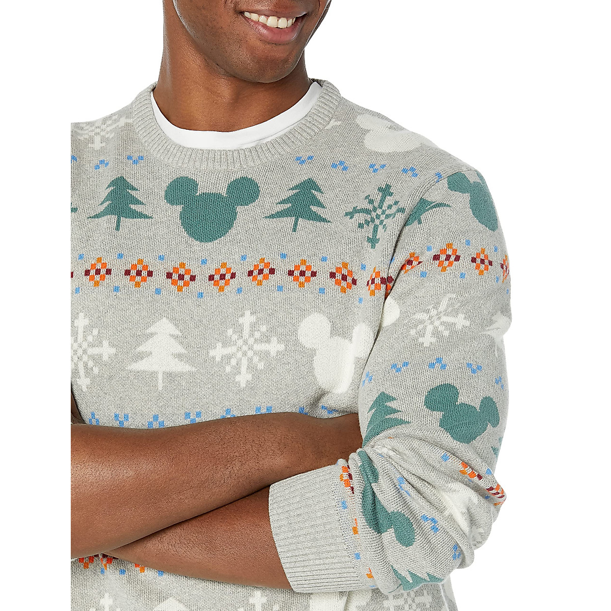 Amazon Essentials Disney | Marvel | Star Wars Men's Crew Sweaters, Mickey Fair Isle - Mens, X-Large