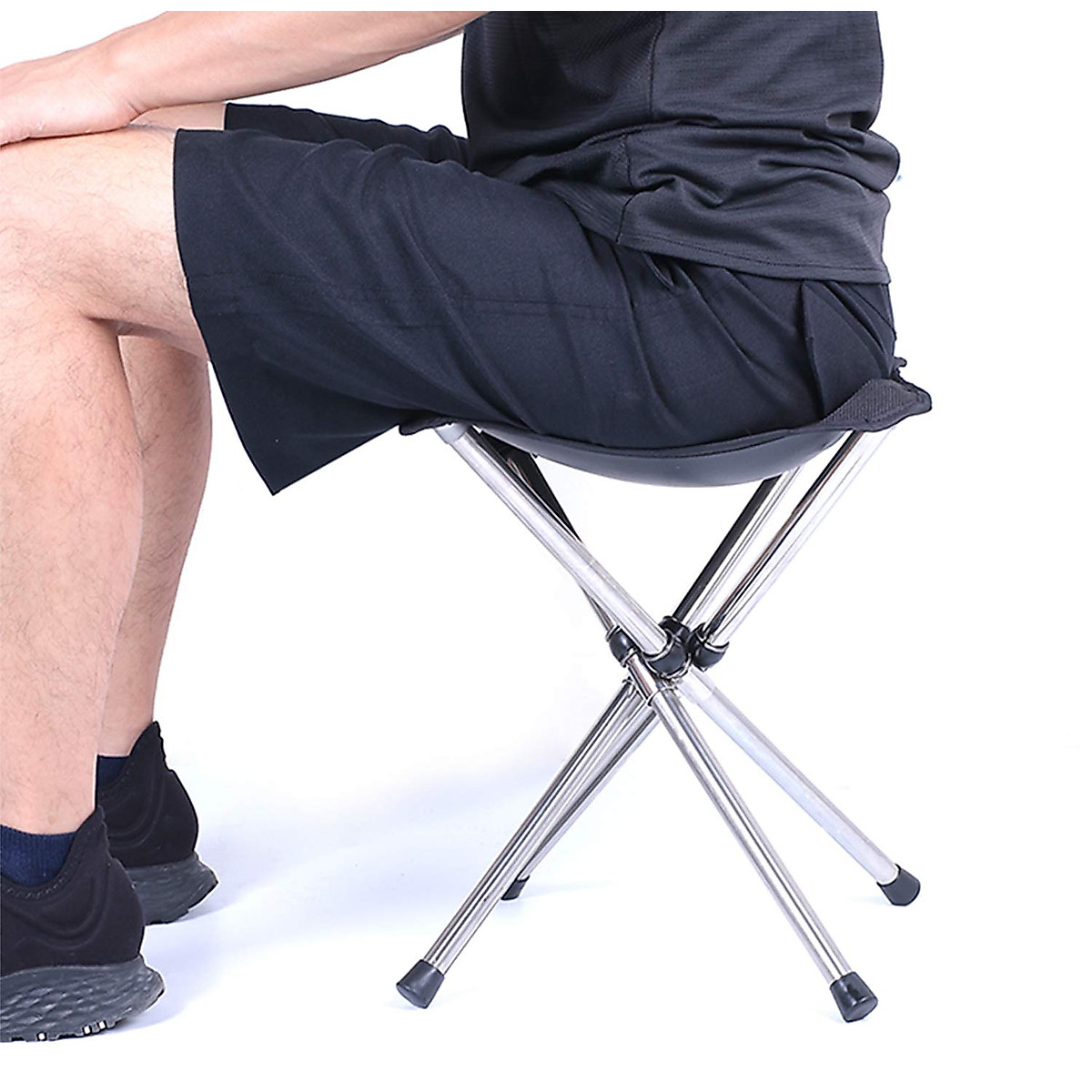 Camping Stool,Portable Chair 12.6 inch Large-Size Lightweight Camping Stool, Stainless Steel Outdoor Foldable Chair for Camping, Travel, Hiking, BBQ, Fishing, Garden, Beach(Black Large)