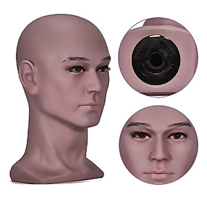 ZMS Male Mannequin Head Stand Professional Training Bald Head Manikin Bald Hat Display Wig Training Head ModelClamp(High 33cm, Circumference 57cm)