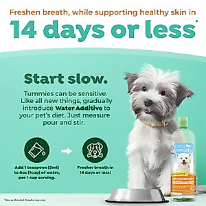 TropiClean Fresh Breath with Omega 3 & 6 for Skin Health | Dog Breath Water Additive | Dental Care | Dog Breath Freshener | Simple Pet Teeth Cleaning | Made in USA | 33.8 oz