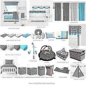 Bacati - Love 100 Percent Cotton Percale Crib/Toddler Bed Skirt (Diamonds, Black)