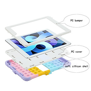 XZC Case for iPad 6th Generation/5th Generation (9.7 inch 2018/2017 Model)/iPad Air 2 Case/iPad Pro 9.7 Case Shockproof Cover with Pencil Holder and Strap (Rainbow 2)